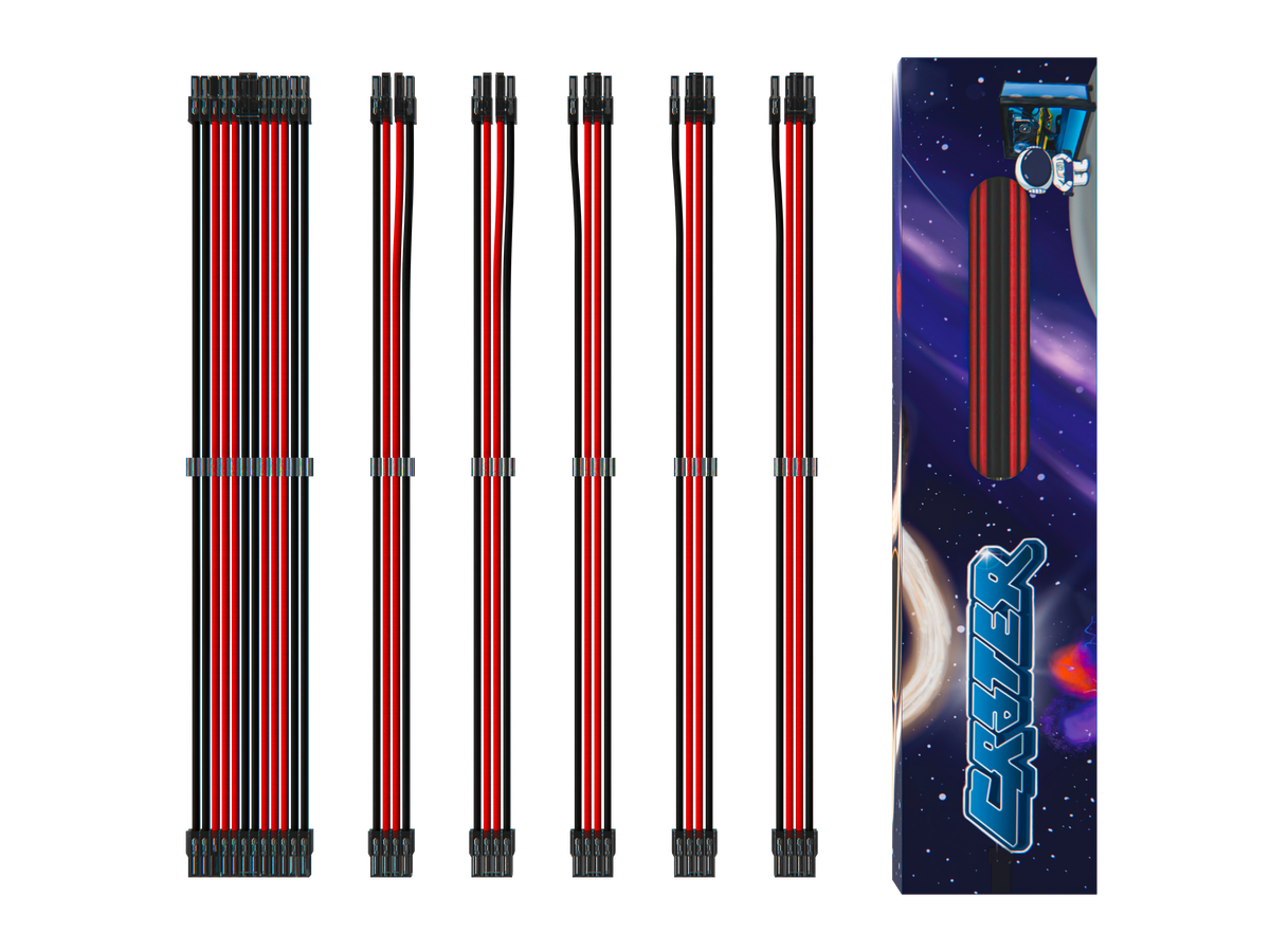 Custom Sleeved Power Supply Cable Extension Kit RED/BLACK