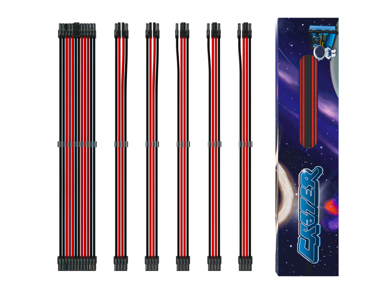 Custom Sleeved Power Supply Cable Extension Kit RED/BLACK