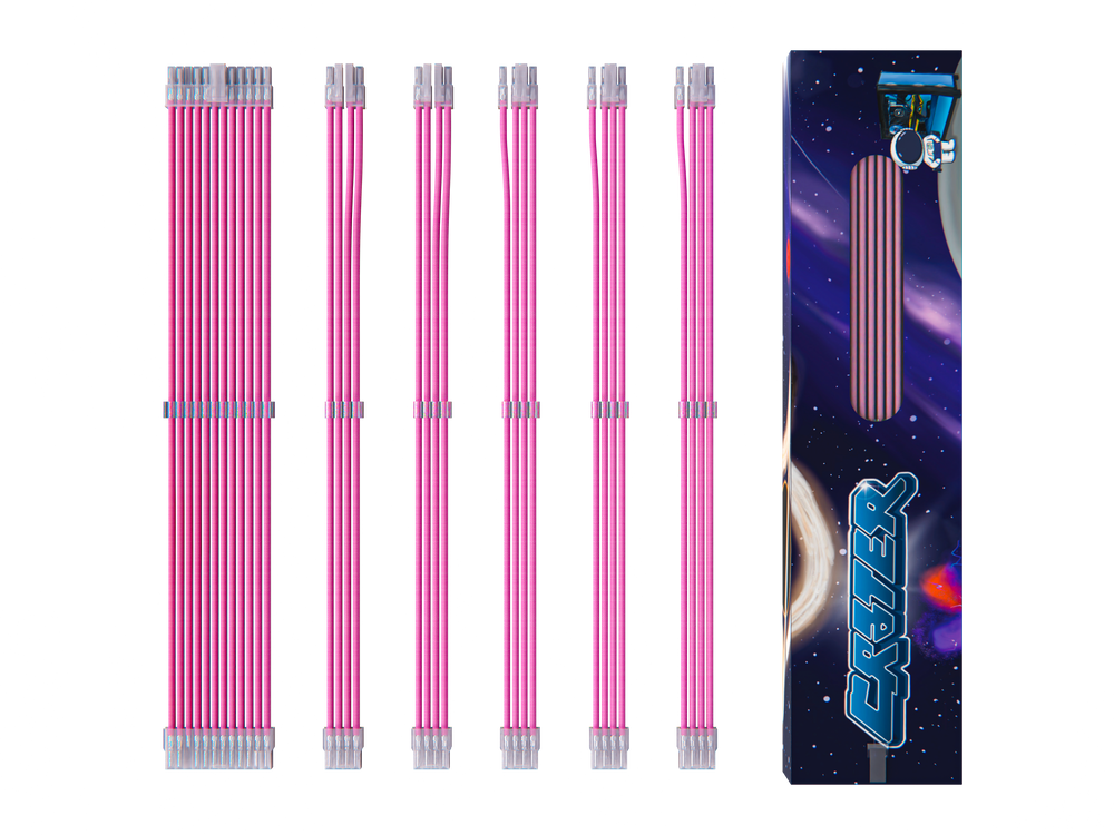 Custom Sleeved Power Supply Cable Extension Kit PINK