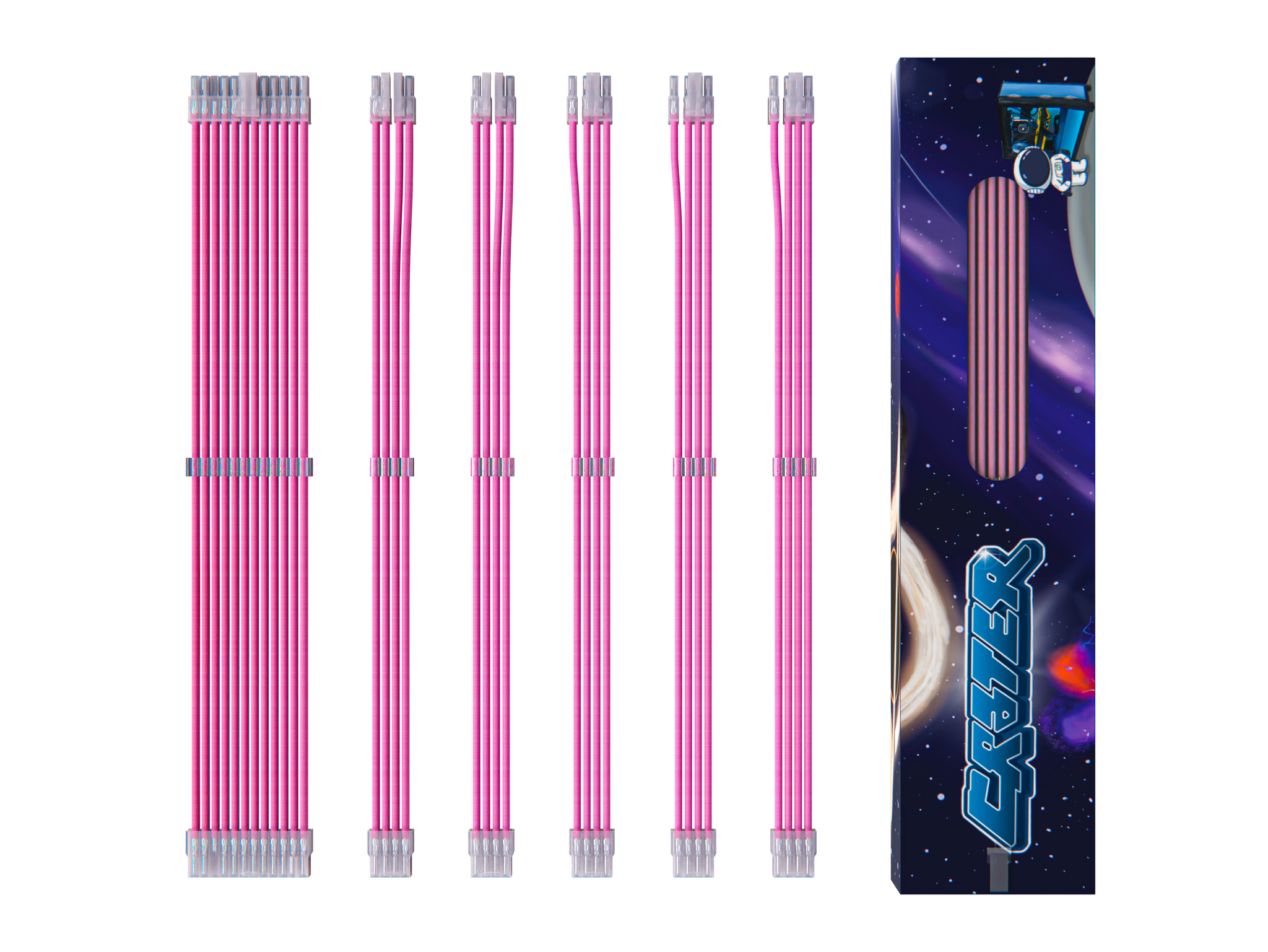 Custom Sleeved Power Supply Cable Extension Kit PINK